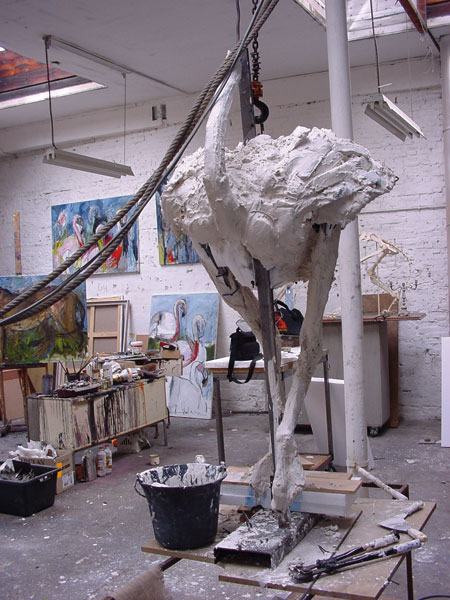Life size Ostrich work in progress studio 2003 – patrick villas